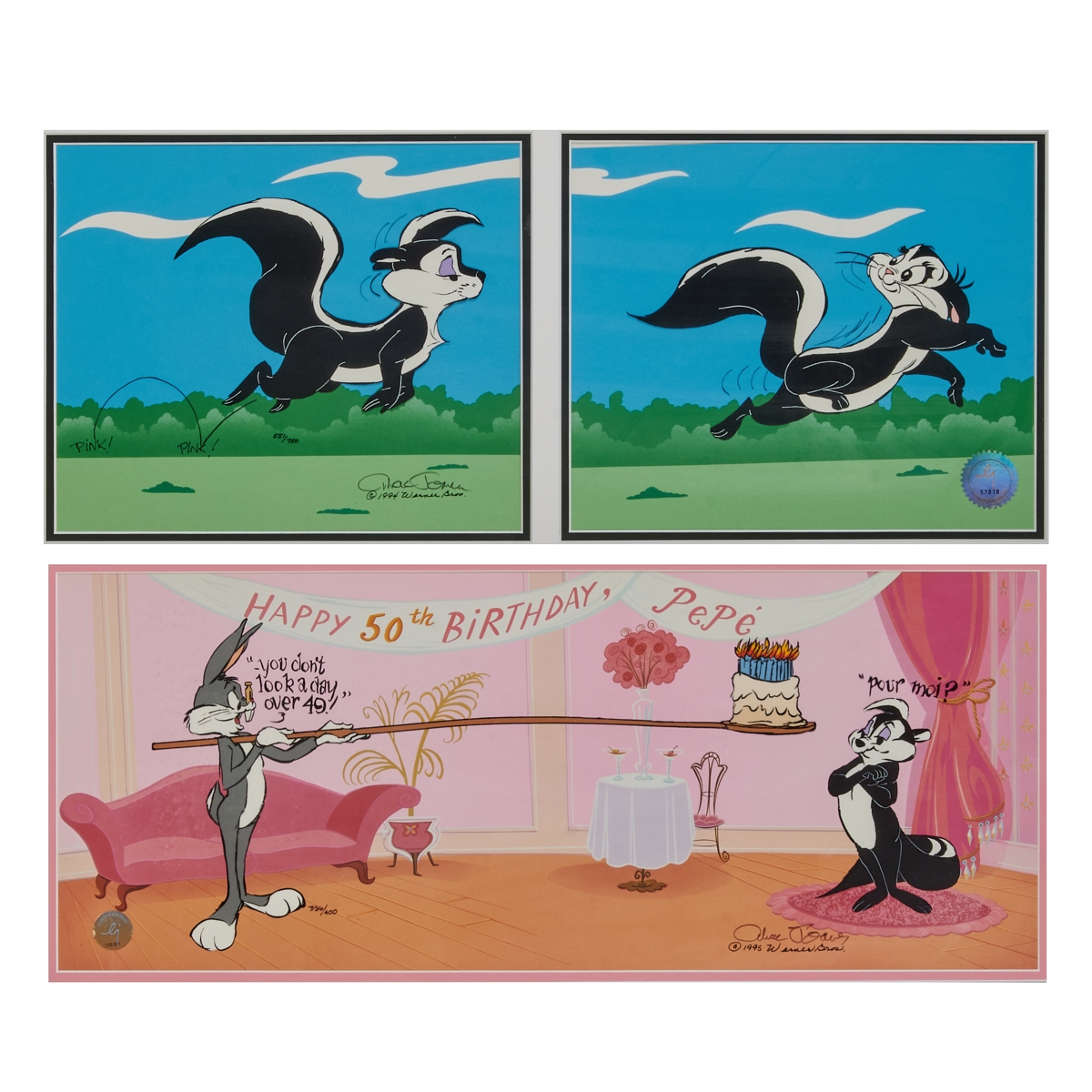 Chuck Jones | Pepe Le Pew Two Framed Animation Cells (1995) | MutualArt