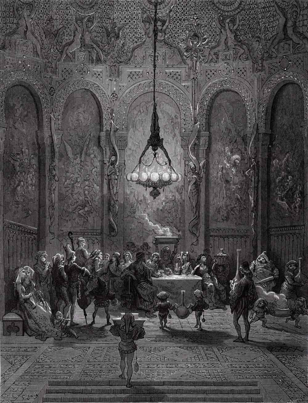 Gustave Doré | The richly decorated great hall of the castle (1880 ...