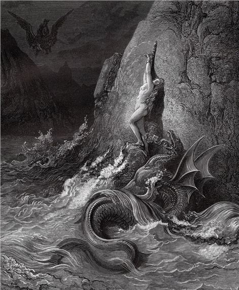 Gustave Doré | Ruggiero comes to Angelica's Aid (1880) | MutualArt