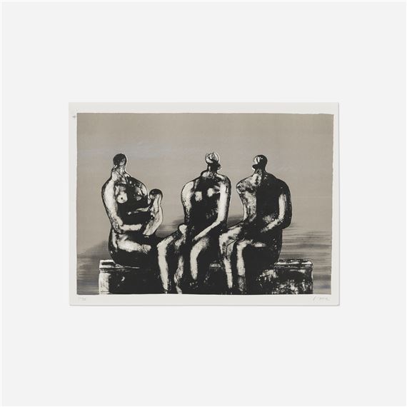Henry Moore | Three Seated Figures with Children (1973) | MutualArt