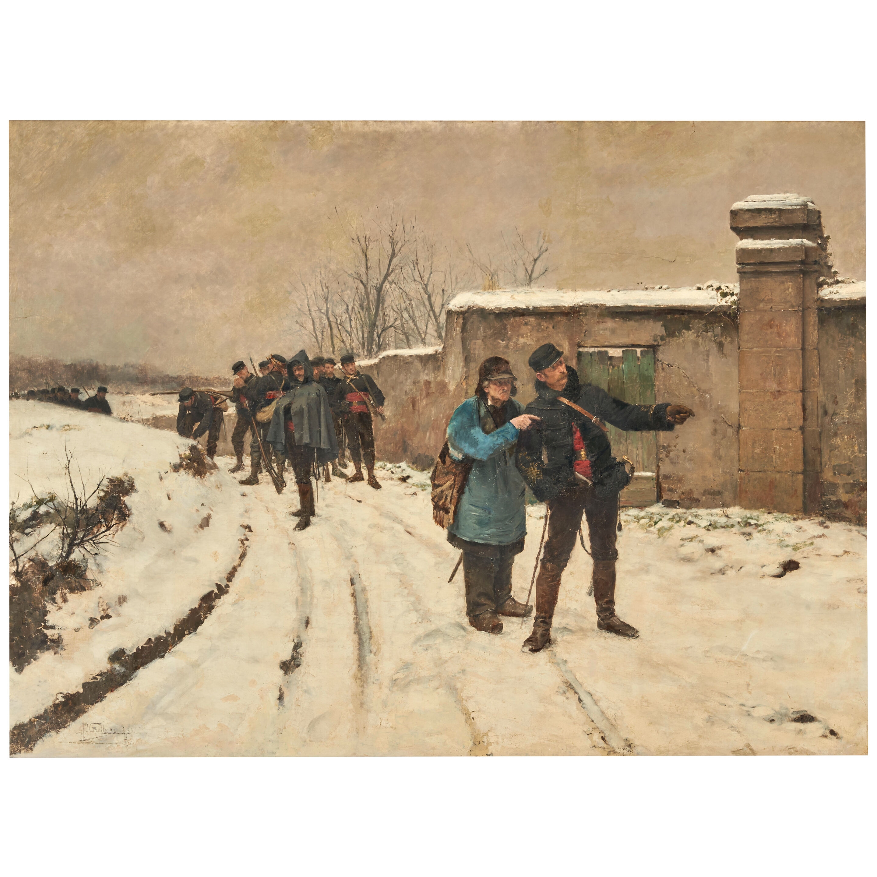 Paul Louis Narcisse Grolleron | Troops Pausing on a Village Road in ...