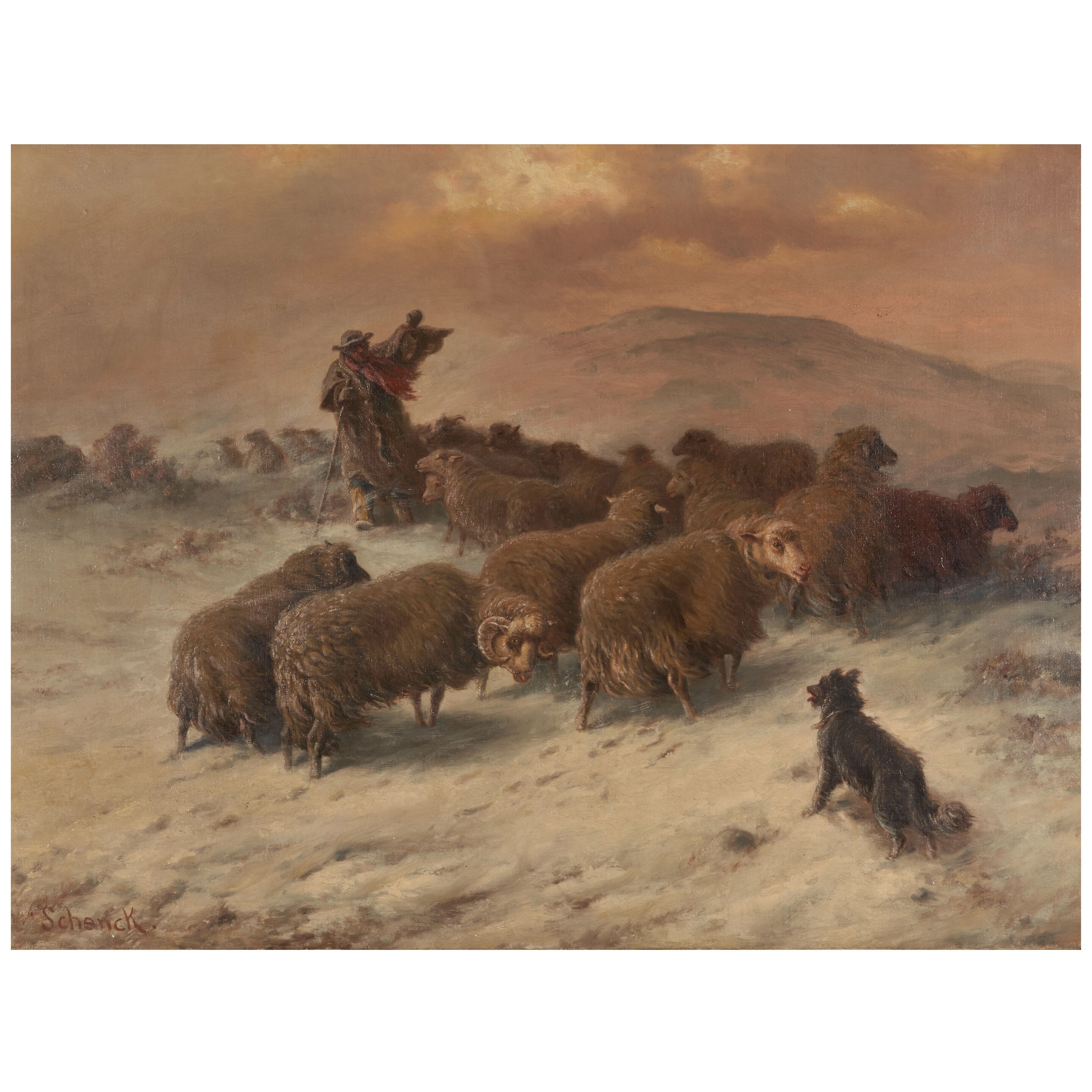 August Friedrich Albrecht Schenck | Shepherd with His Flock in a ...