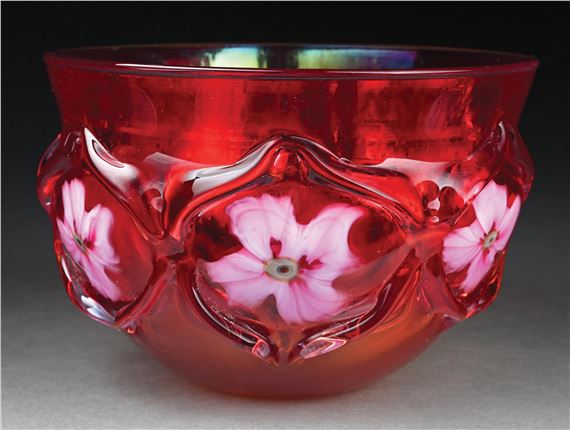 Charles Lotton | FLORAL ART GLASS BOWL (1993) | MutualArt