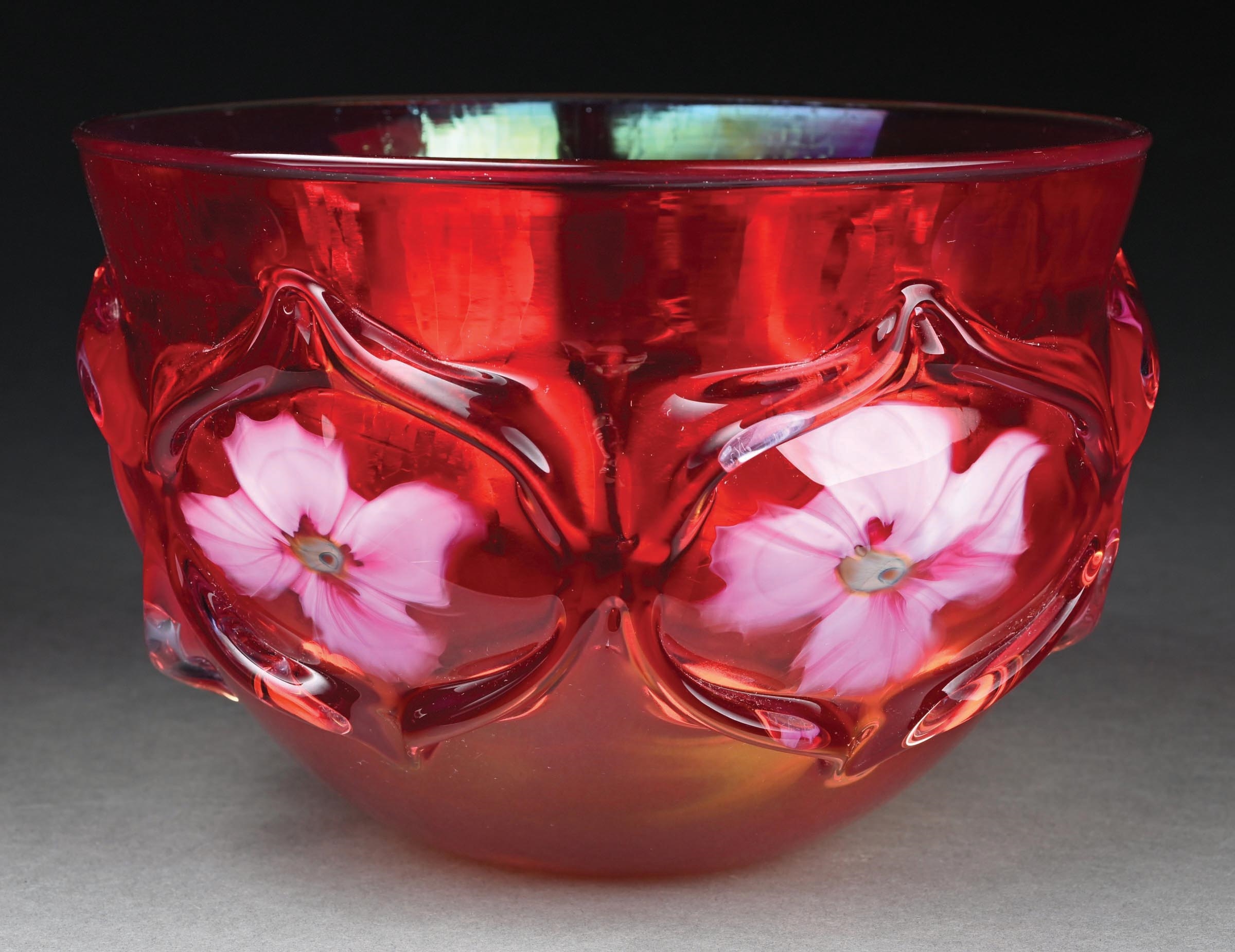 Charles Lotton | FLORAL ART GLASS BOWL (1993) | MutualArt