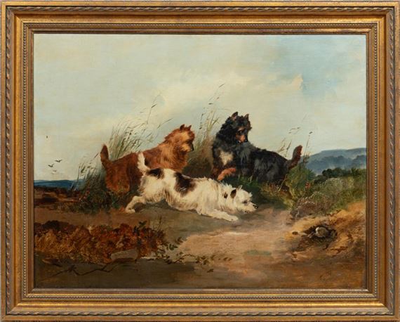 George Armfield | Terriers Hunting a Hare (1857) | MutualArt