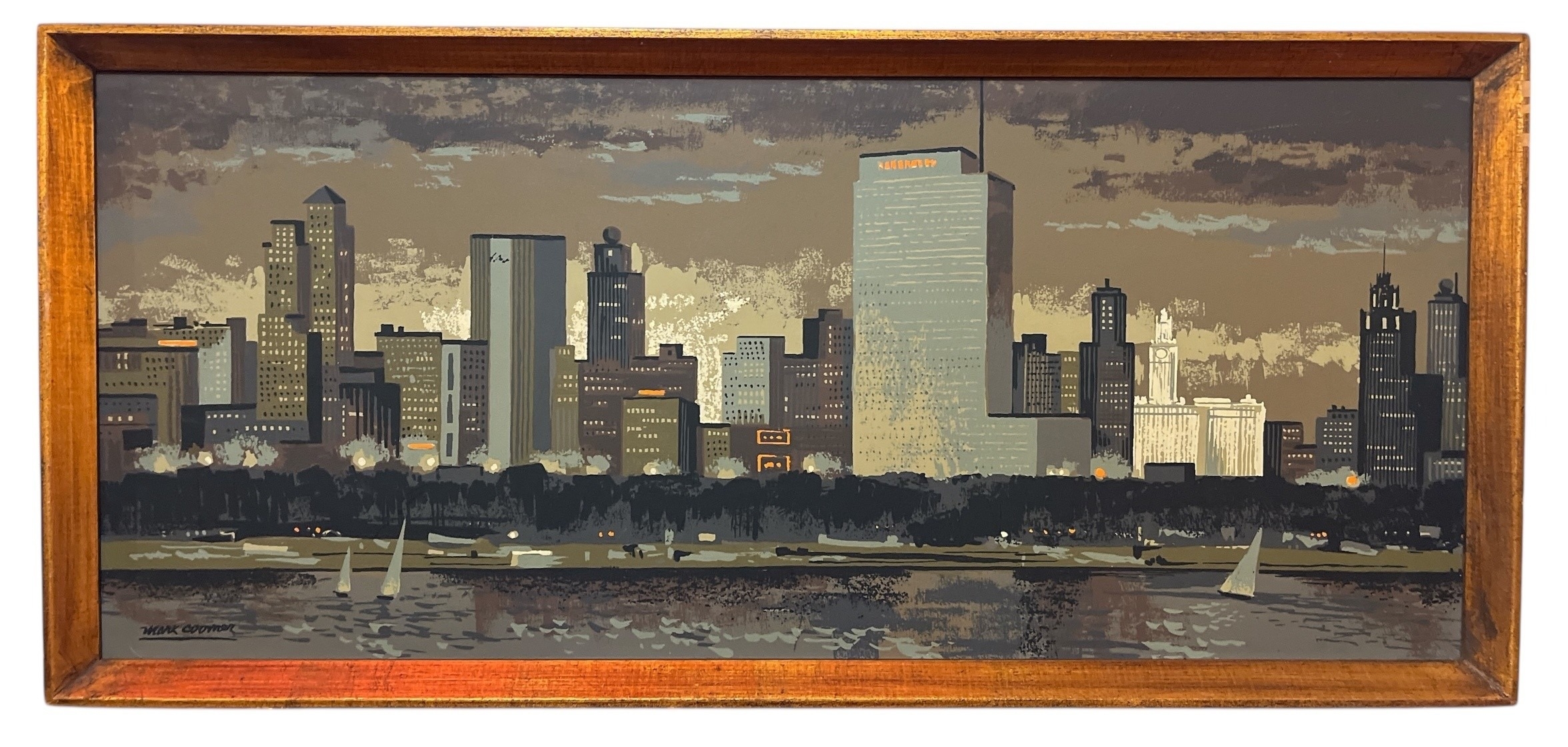 Mark Coomer | A Mid Century MARK COOMER Serigraph of Chicago Skyline ...