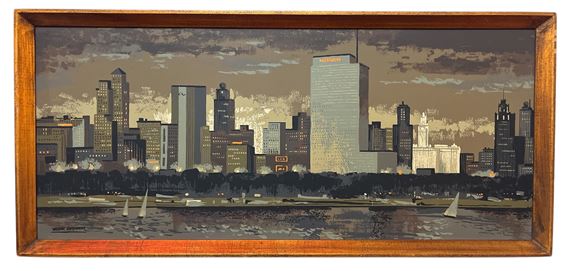 Mark Coomer | A Mid Century MARK COOMER Serigraph of Chicago Skyline ...