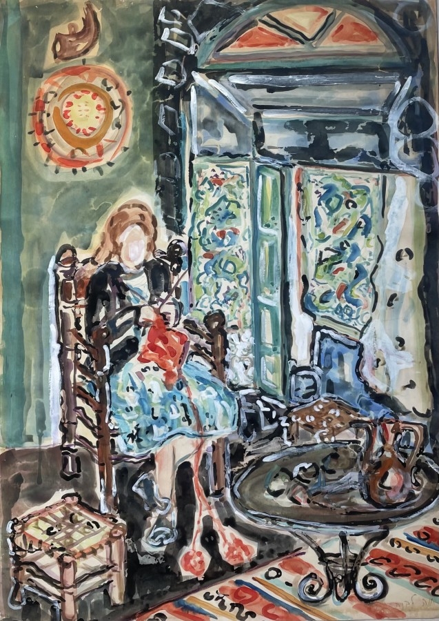 Hava Livnat Marzer | Woman is knitting | MutualArt