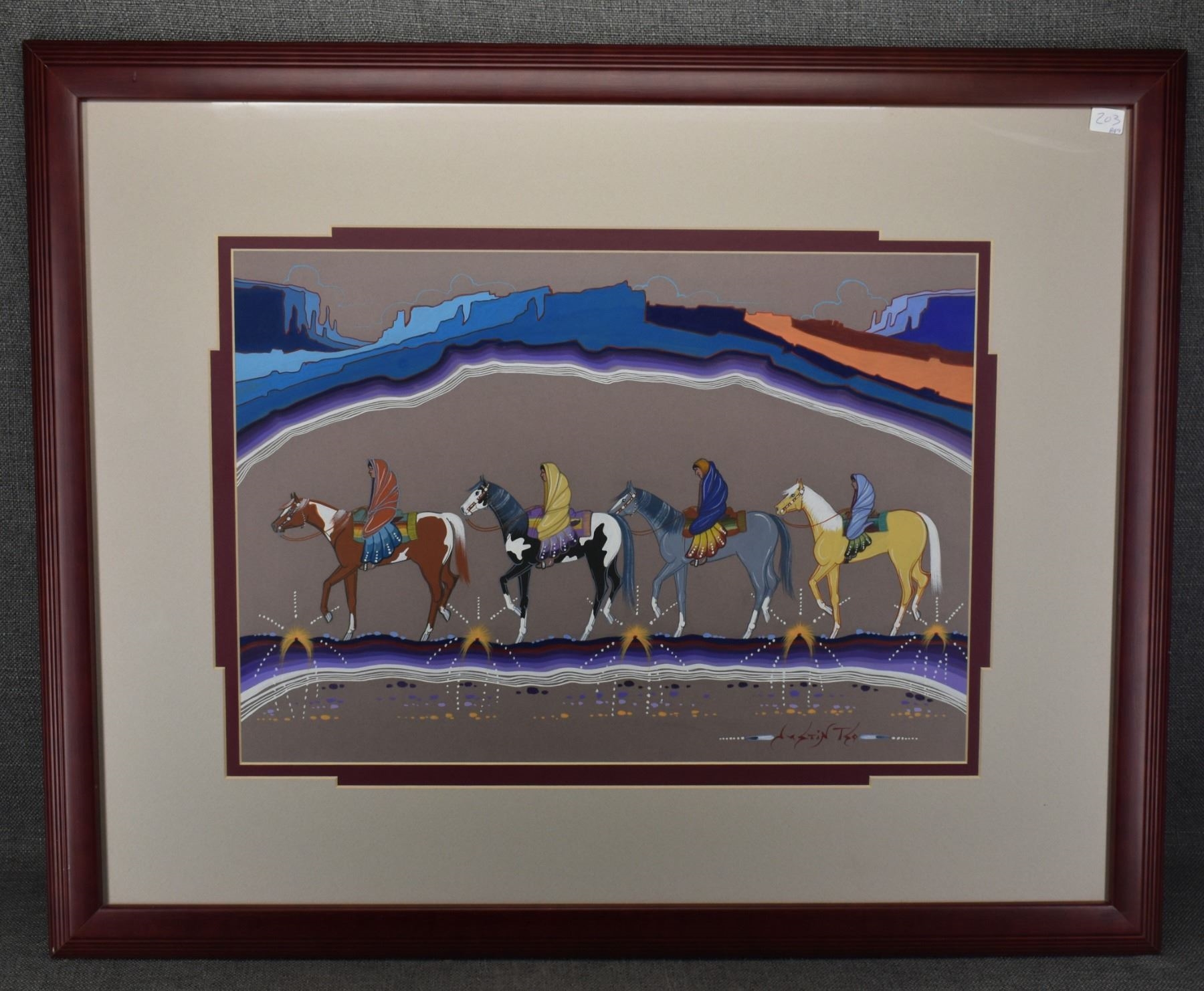 Justin Tso | Navajo painting depicting Navajo women on horseback ...