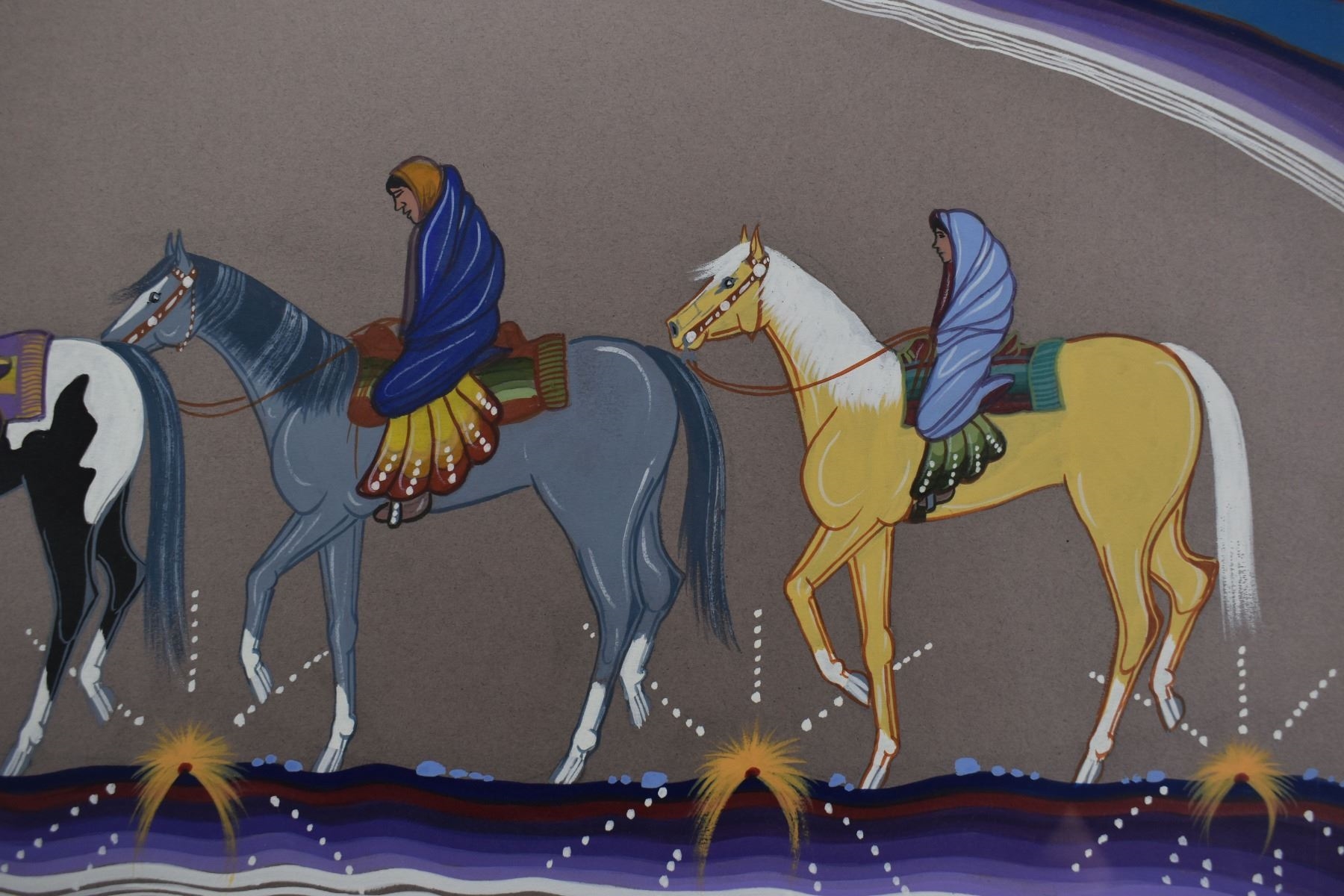 Justin Tso | Navajo painting depicting Navajo women on horseback ...