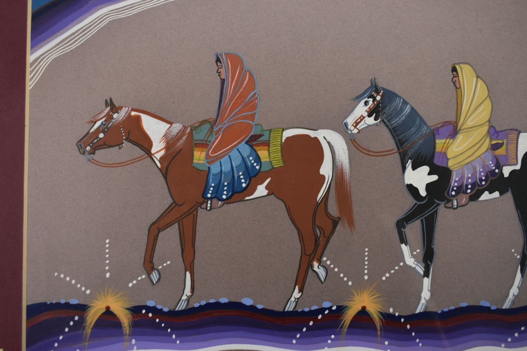 Justin Tso | Navajo painting depicting Navajo women on horseback ...