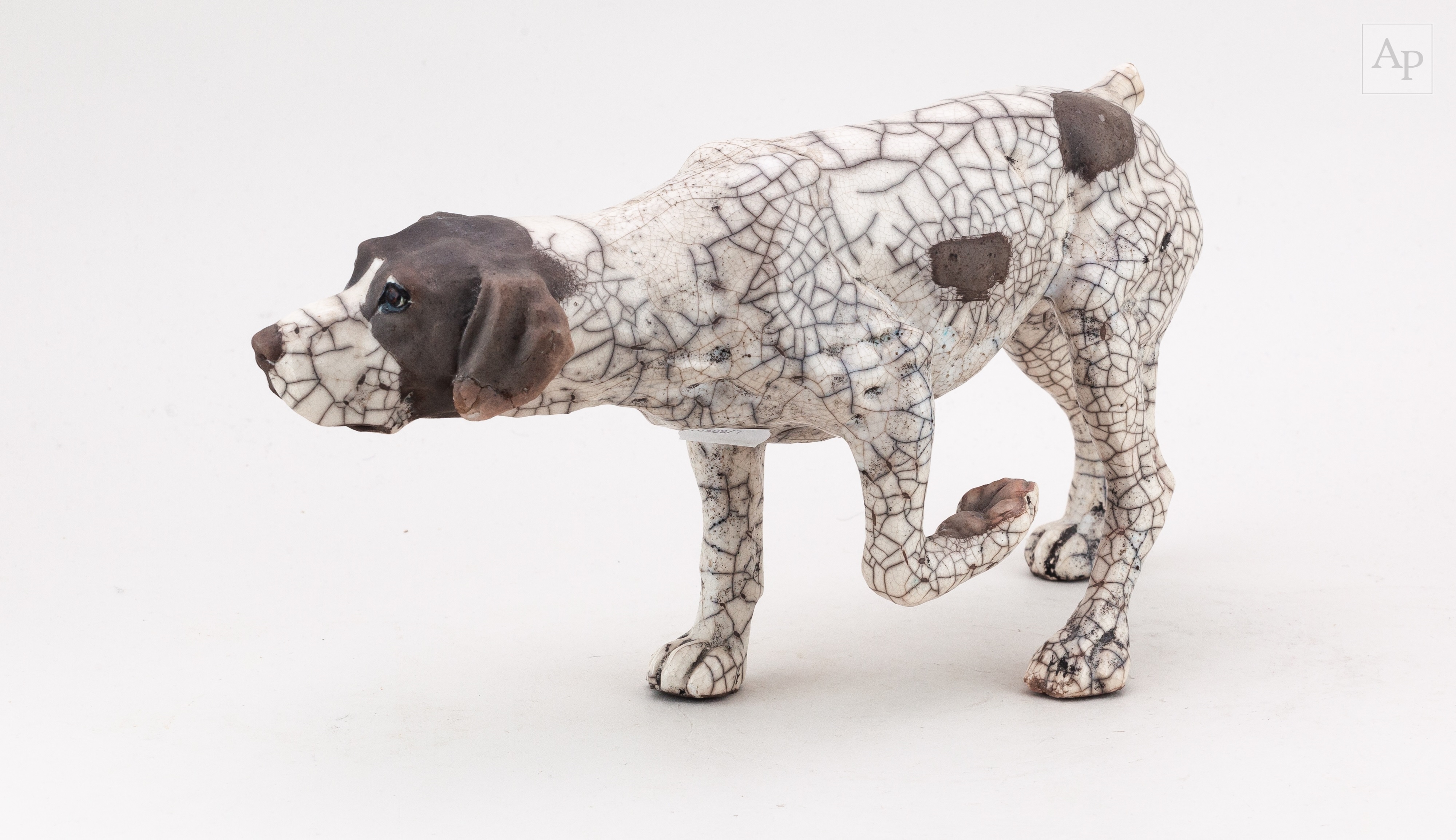 Keza Rudge | Raku sculpture of a dog covered in white crackle glaze ...