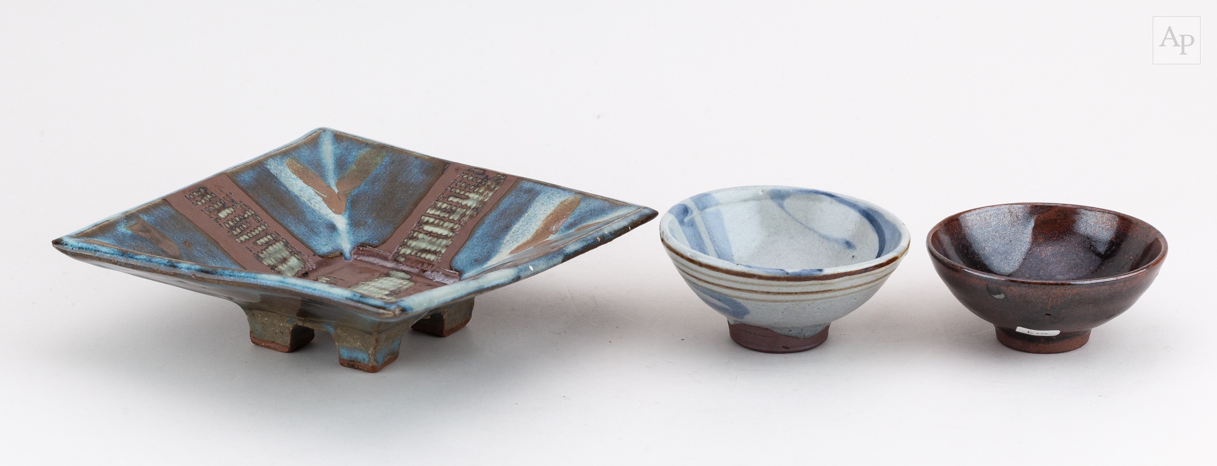 Michael O’Brien | square stoneware footed dish partially covered in ...