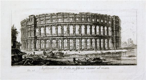 Giovanni Battista Piranesi | Pula Amphitheater in Istria near the sea ...