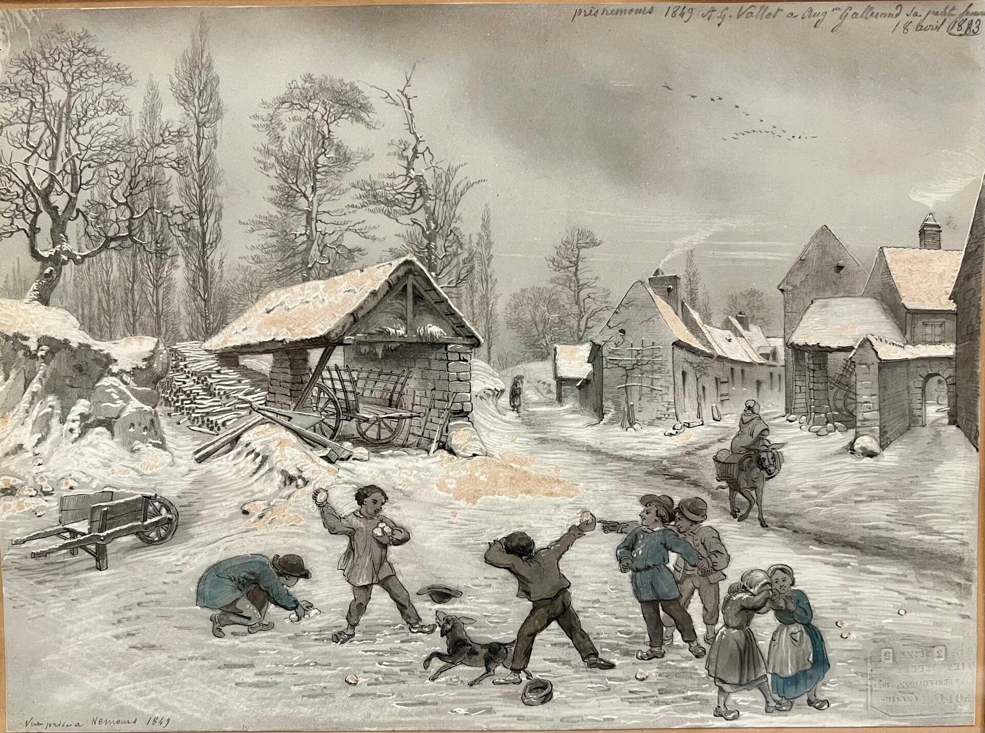 Alphonse Gabriel Vallot | Snow battle in Nemours/The road leading to ...