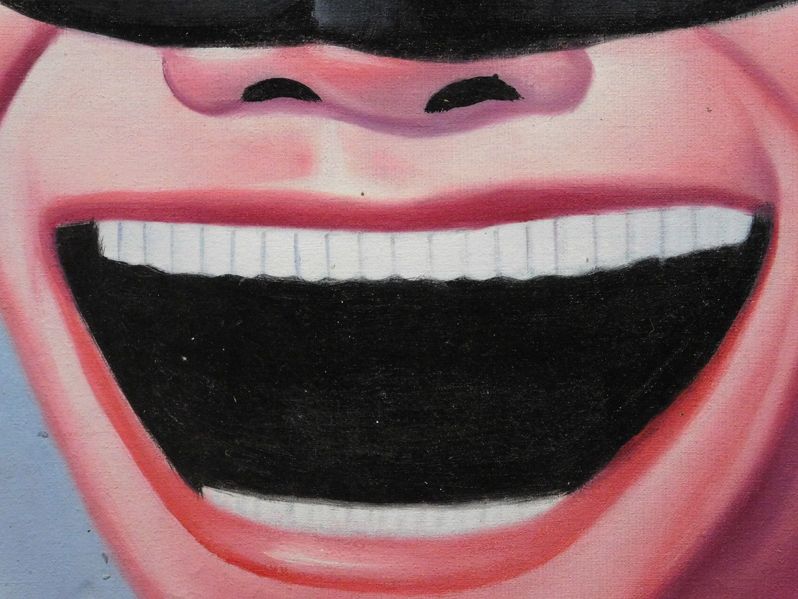 Yue Minjun | Smiling Portrait in Bat Mask | MutualArt