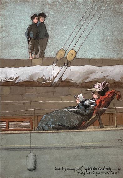 Arthur Briscoe | Small boy admiring yacht (1935) | MutualArt