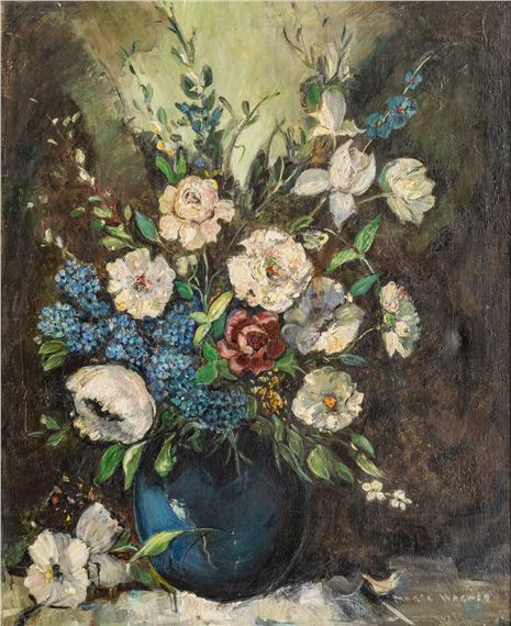 Marie Wagner | Spring Flowers in a Blue Vase (20) | MutualArt