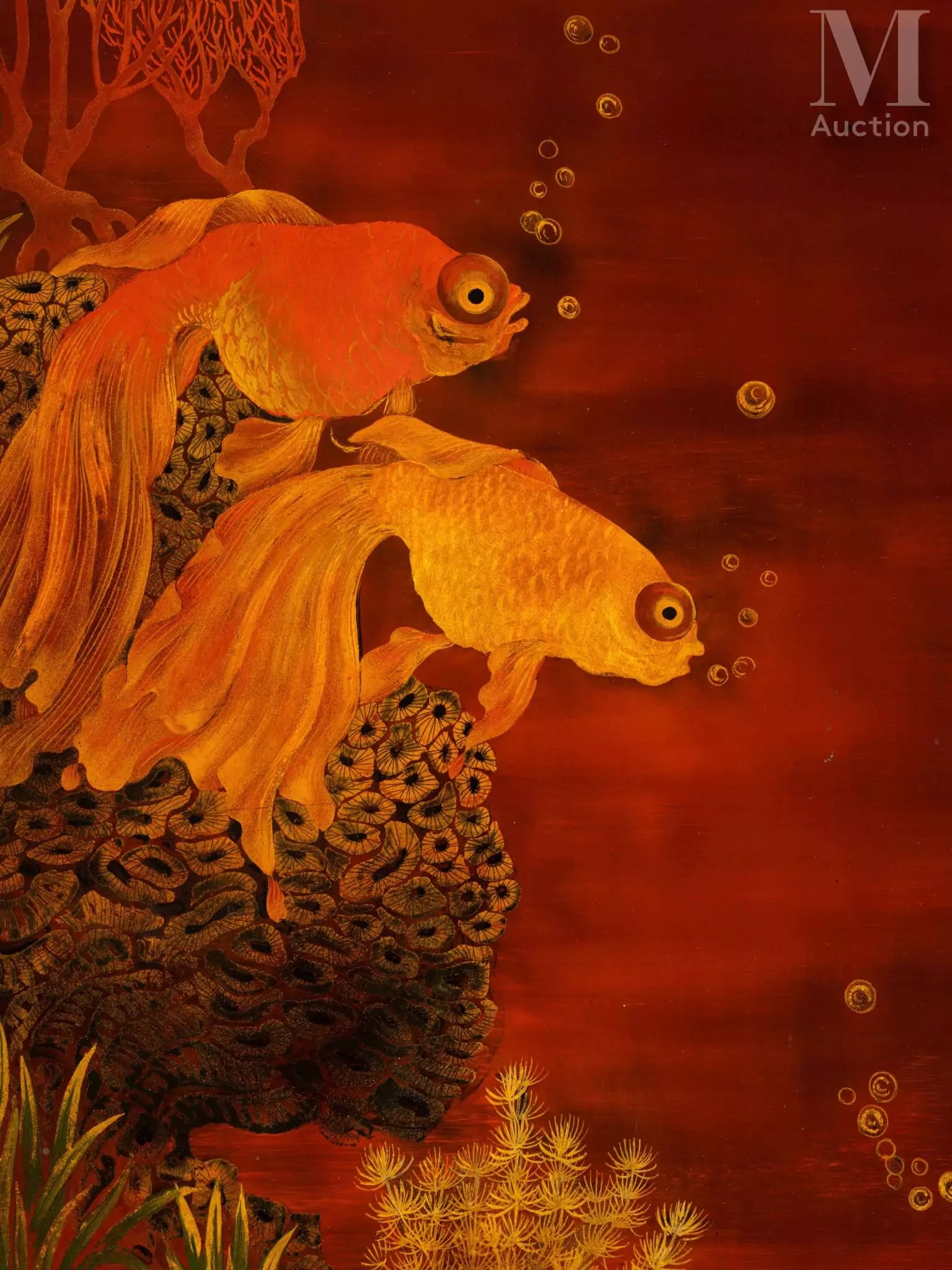 Pham Hau | Poissons rouges avec l'abondance (1950) | MutualArt