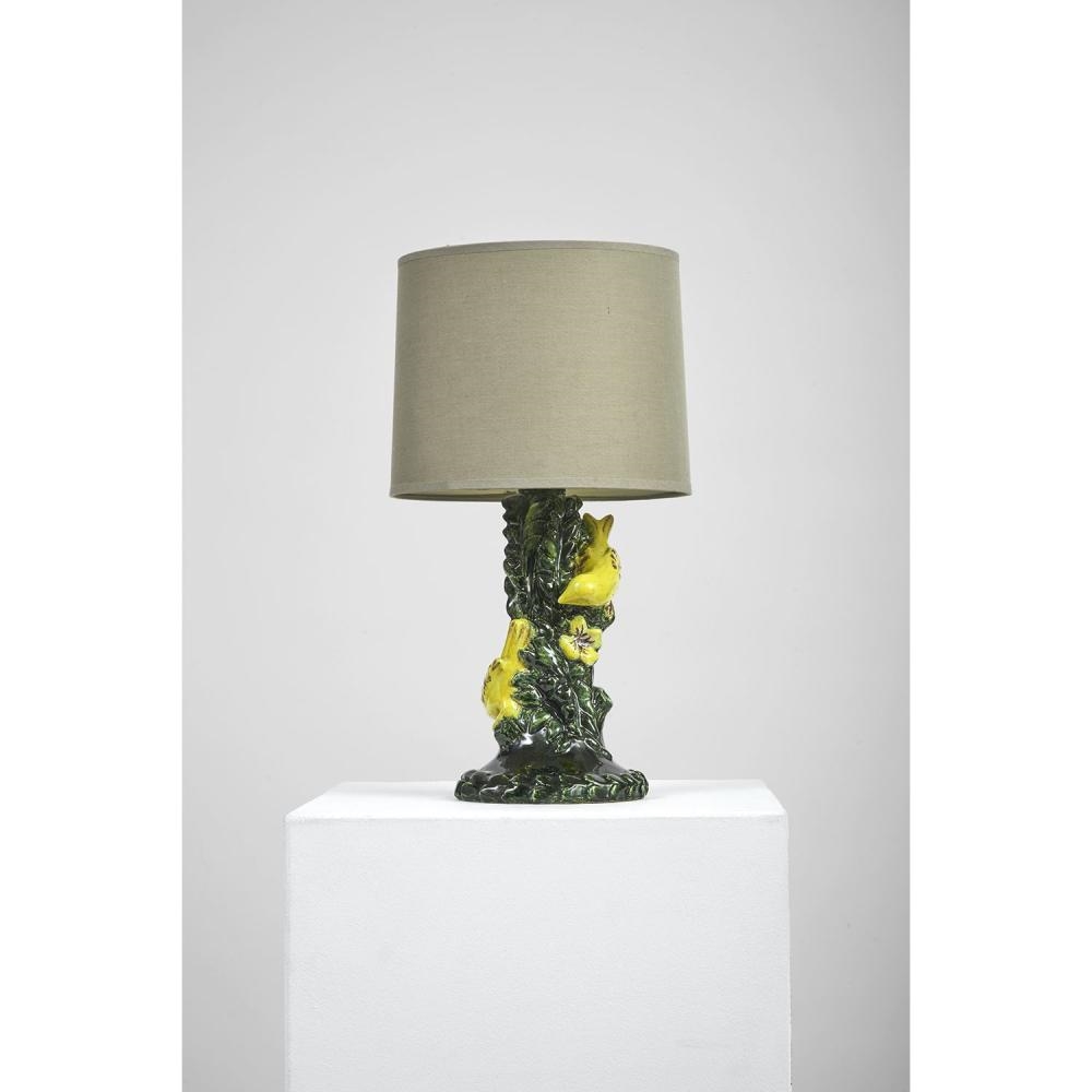 Paul Pouchol | Pied de lampe en faïence émaillée verte (Circa 1948 ...