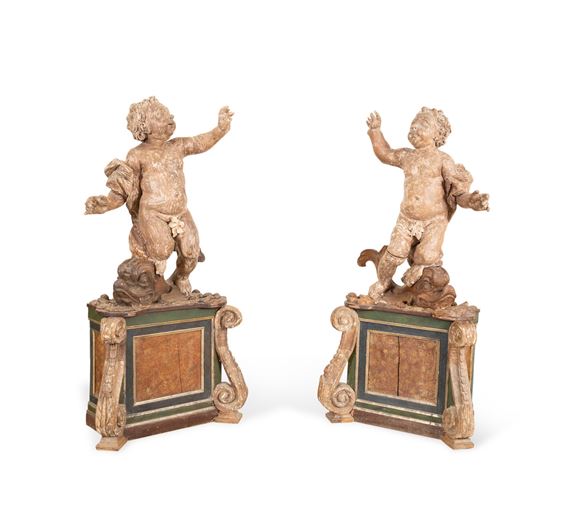 Continental School, 19th Century | PAIR OF LARGE BAROQUE STYLE PUTTI ON ...
