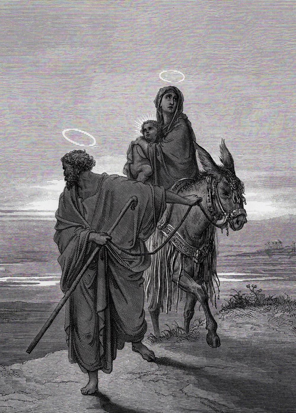 Gustave Doré | Joseph Leading Mary & Jesus (1880) | MutualArt