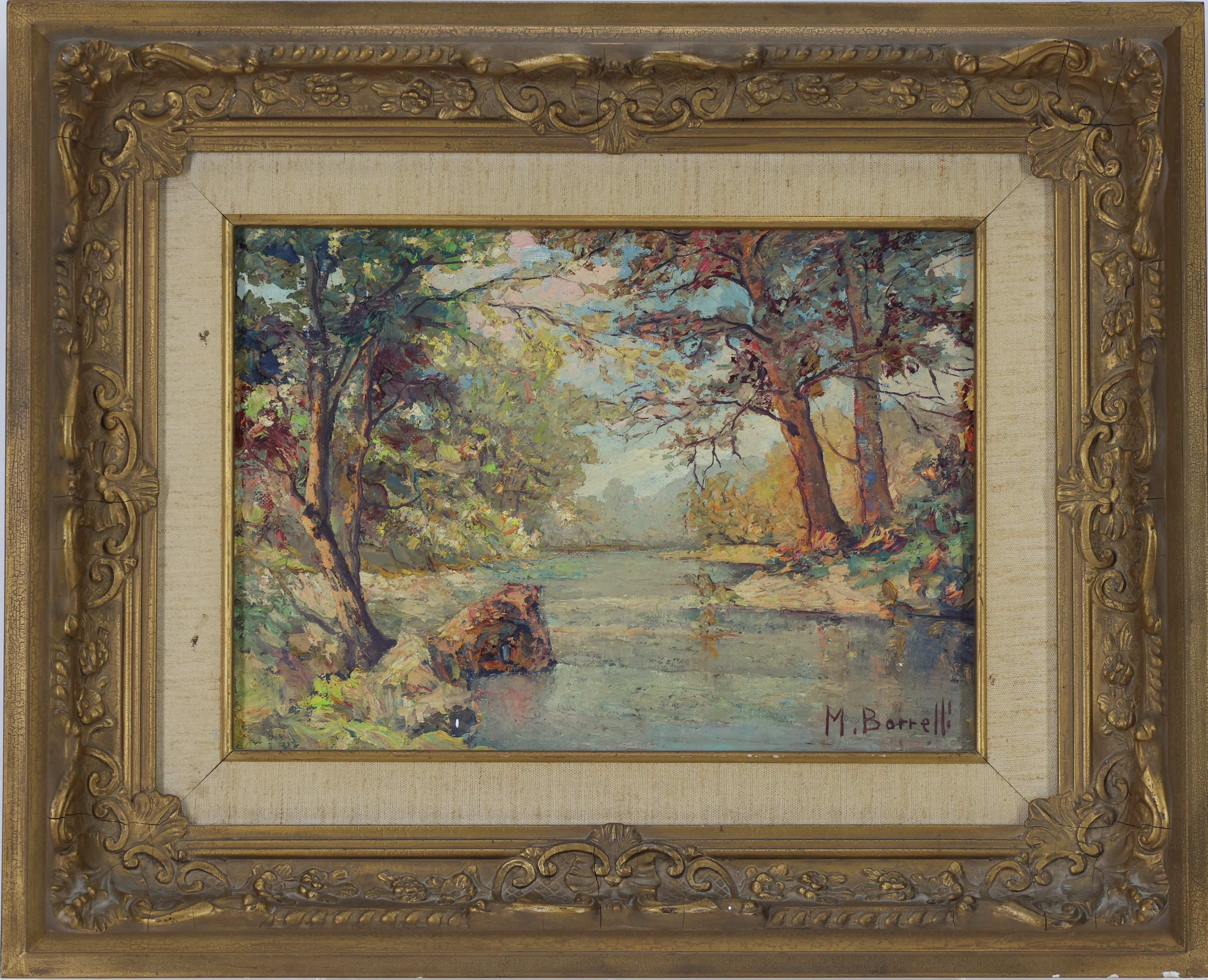 Mario Borelli | Impressionist river landscape in autumn | MutualArt