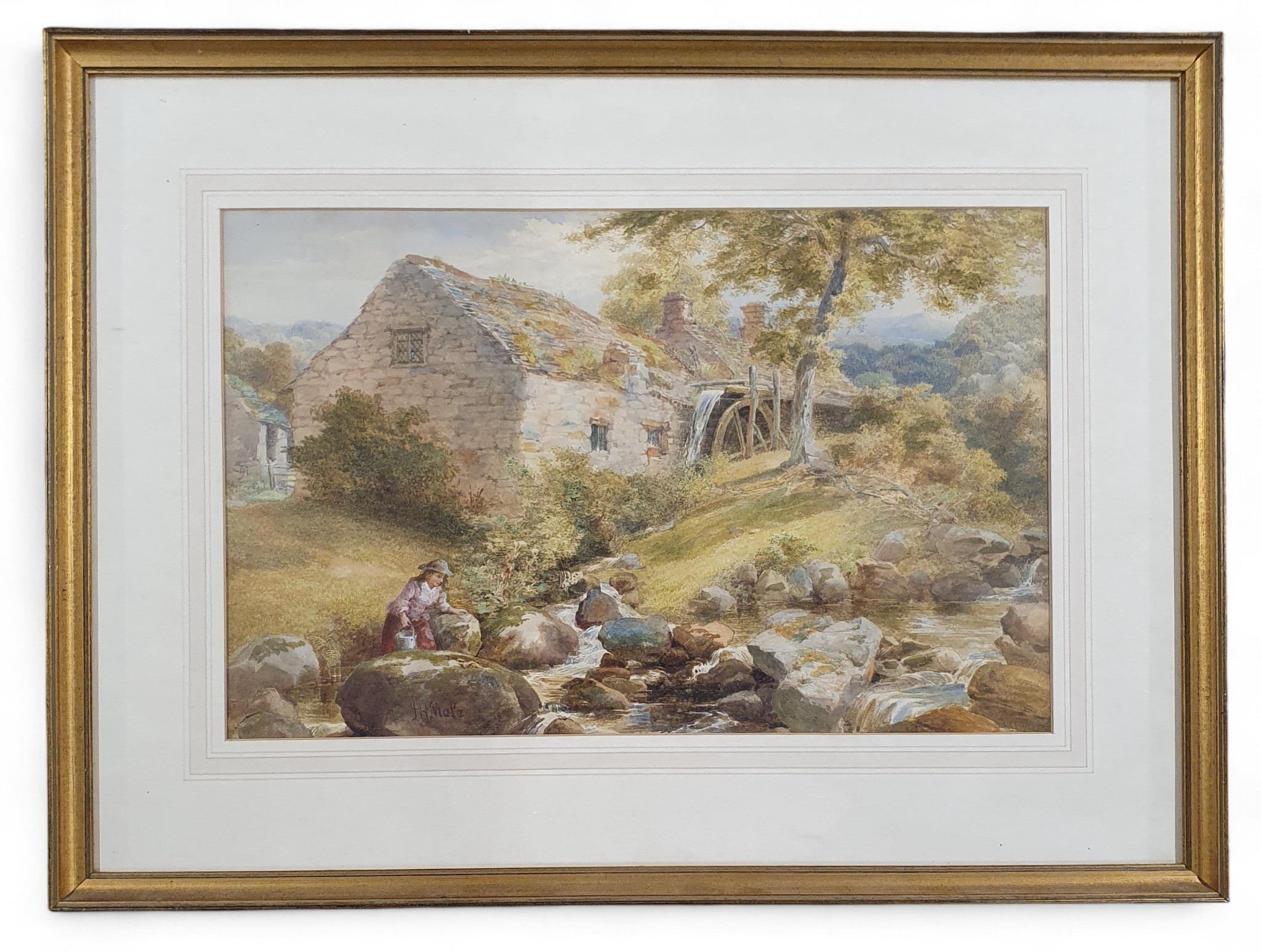 Birkett Foster | A young girl getting water from a stream (19th Century ...