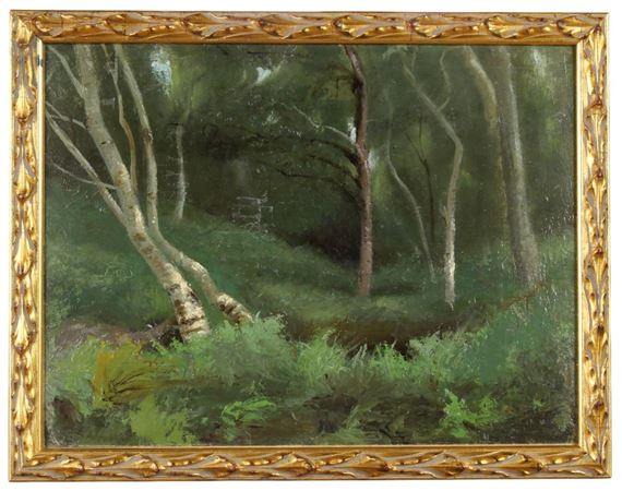 Marius Breuil | Bouleau et arbres dans un sous-bois | MutualArt