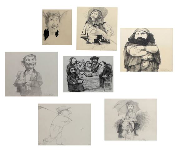 Charles Bragg | Seven caricature drawings on paper | MutualArt