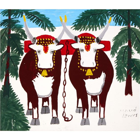 Maud Lewis | WINTER OXEN (1965) | MutualArt
