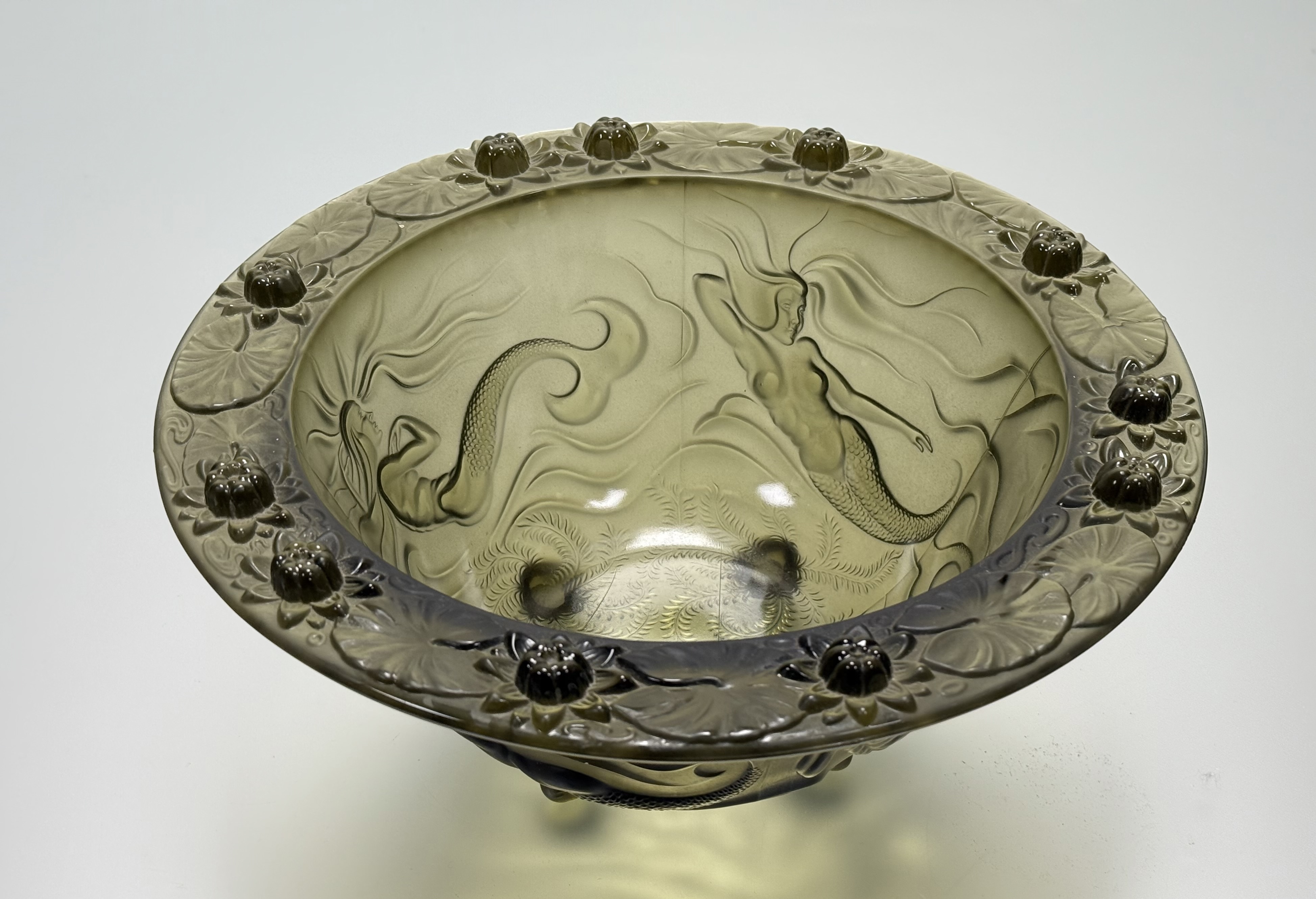 Josef Inwald | Czech Art Deco barolac grey glass bowl with interntal ...