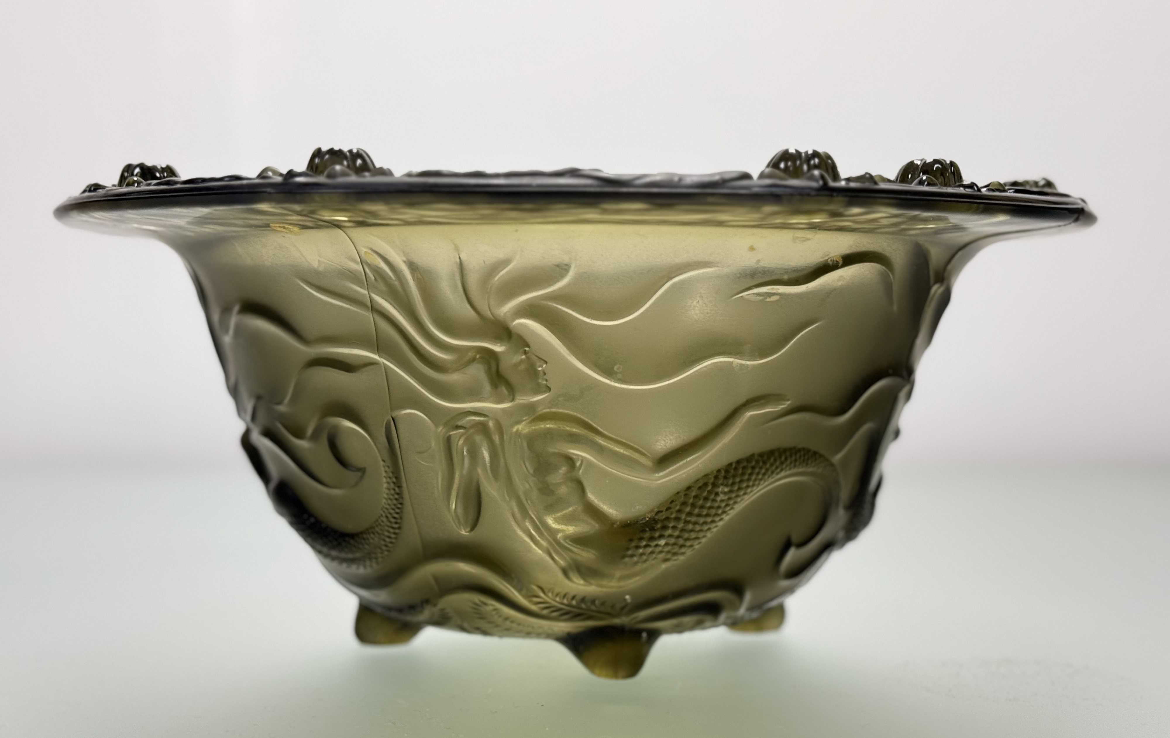 Josef Inwald | Czech Art Deco barolac grey glass bowl with interntal ...