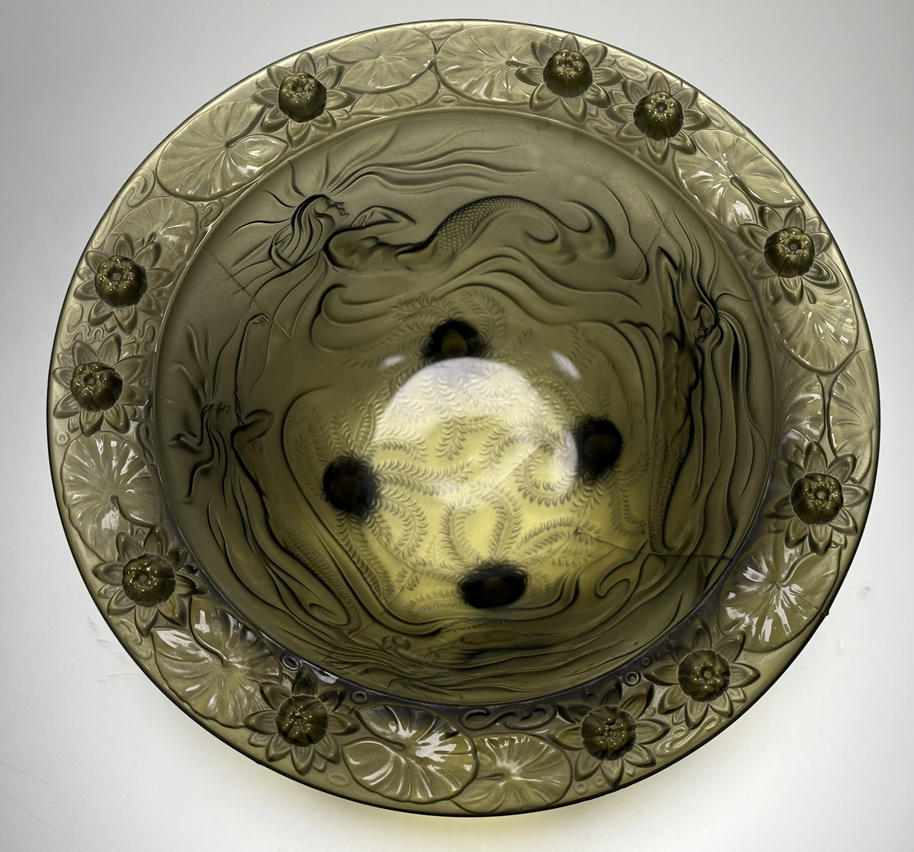 Josef Inwald | Czech Art Deco barolac grey glass bowl with interntal ...