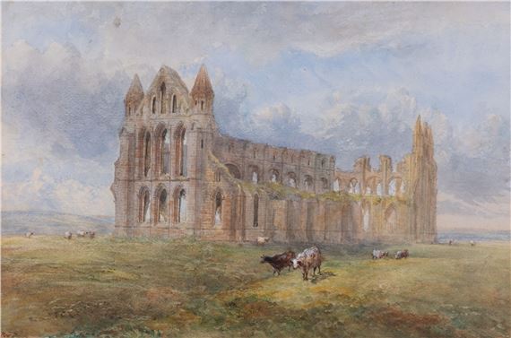Richard Weatherill | Whitby Abbey with Cattle Grazing | MutualArt