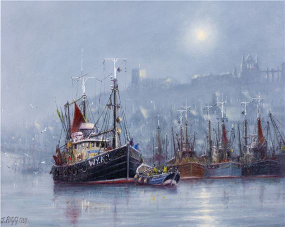 Jack Rigg | Welcome Break - Misty Whitby Harbour (1989) | MutualArt