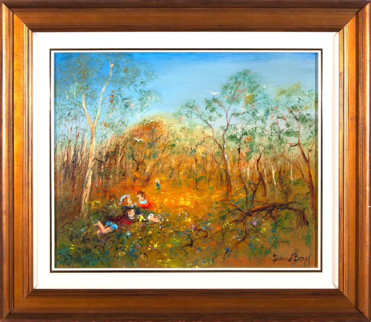 David Boyd | CHILDREN PLAYING AMONG THE WILDFLOWERS | MutualArt