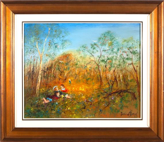 David Boyd | CHILDREN PLAYING AMONG THE WILDFLOWERS | MutualArt