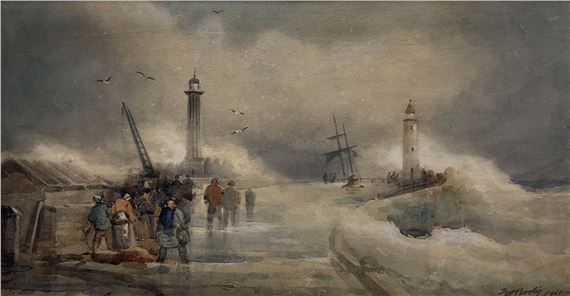 Frederick William Booty | Whitby Piers (1911) | MutualArt