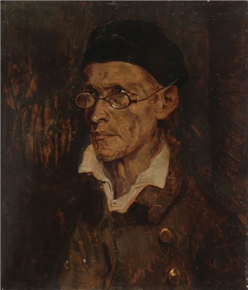 Paul Wilhelm Harnisch | Portrait of a Man wearing Beret | MutualArt