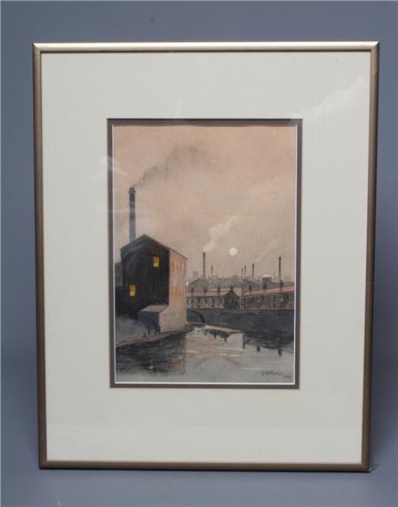 Geoffrey W. Birks | Northern City Industrial Landscape at Dusk (1982 ...
