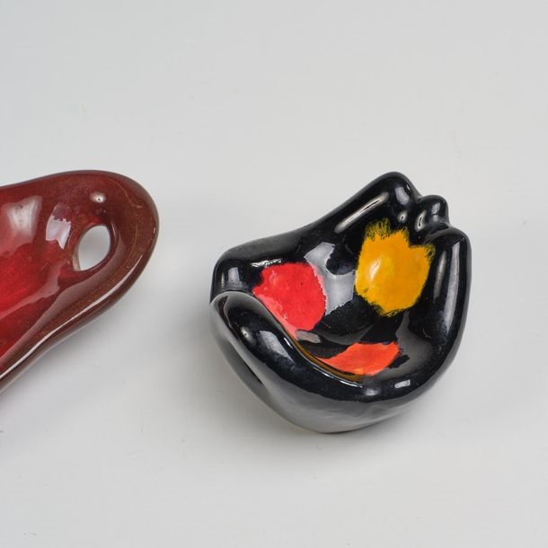 Max Idlas | Reunion of two free-form glazed pottery voids with openwork ...