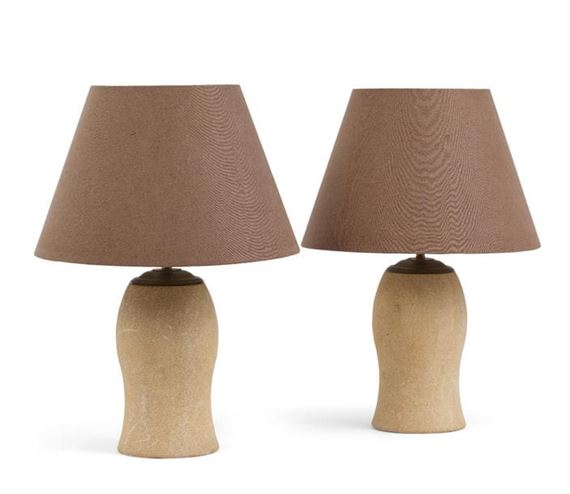 Pierre Albert Tormost | Pair of modernist lamps in travertine stone ...