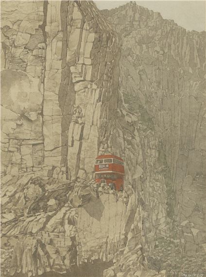 Roy Gerrard | Bus on a cliff (1979) | MutualArt