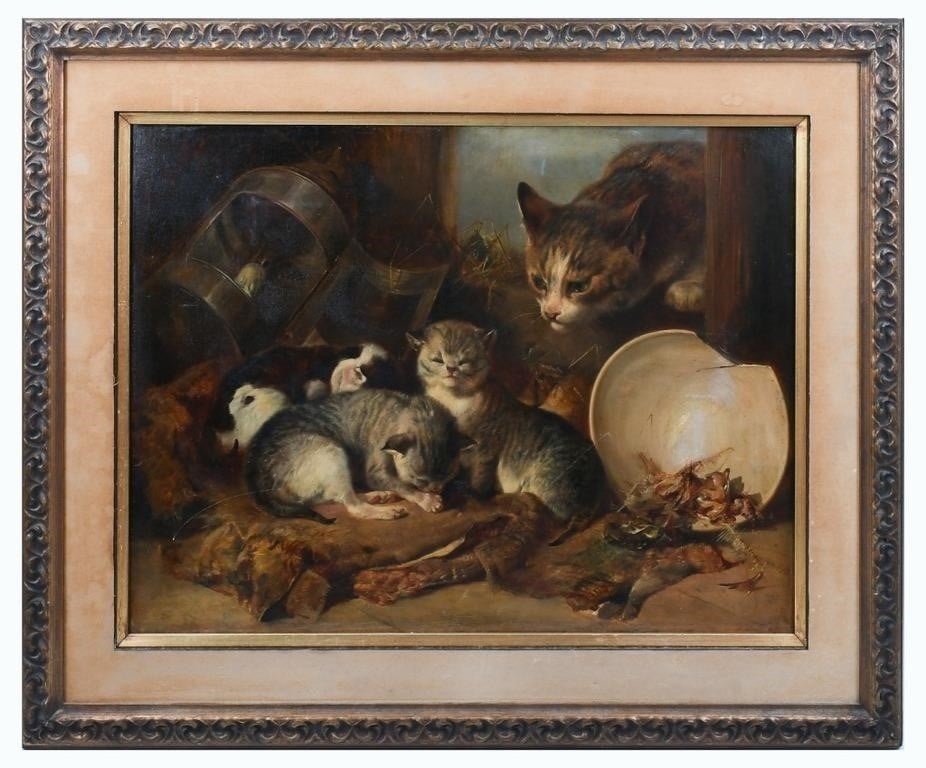 William Weekes | Barn Cat and her Three Kittens | MutualArt