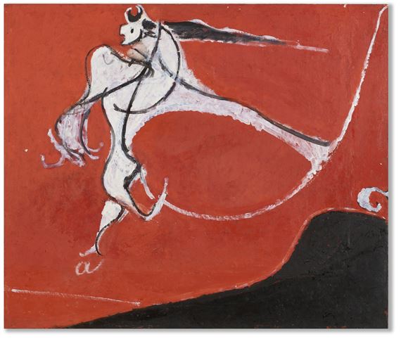 Osvaldo Licini | Angelo ribelle su fondo rosso (23) | MutualArt