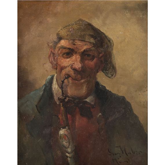 Georg Huber | Portrait of a Pipe-Smoking Farmer | MutualArt