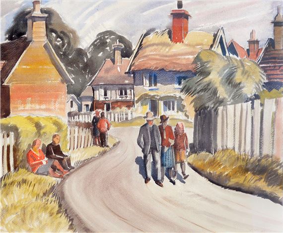 Henry George Glyde | Villagers Strolling (1949) | MutualArt