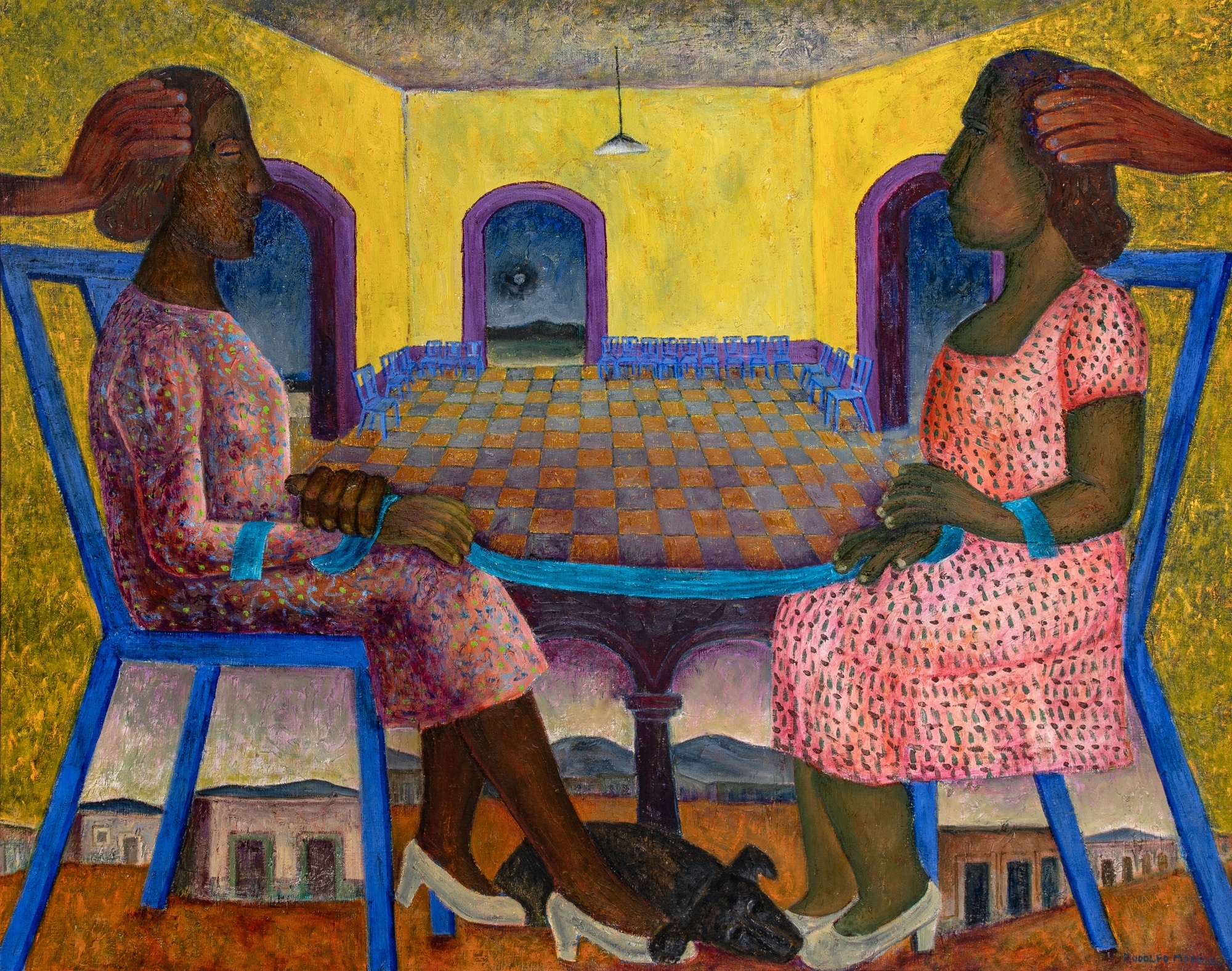 Rodolfo Morales | Untitled (Two Figures at a Table | MutualArt