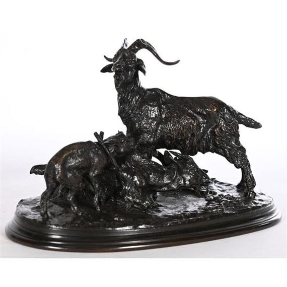 Pierre-Jules Mene | Family of goats | MutualArt